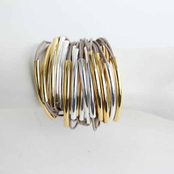 Gillian Julius | Jewelry | Gillian Julius Taupe Gold Silver Tube Multi ...
